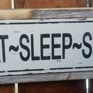 Eat Sleep Surf Metal Sign Mounted on Reclaimed Wood Frame FREE SHIPPING ...