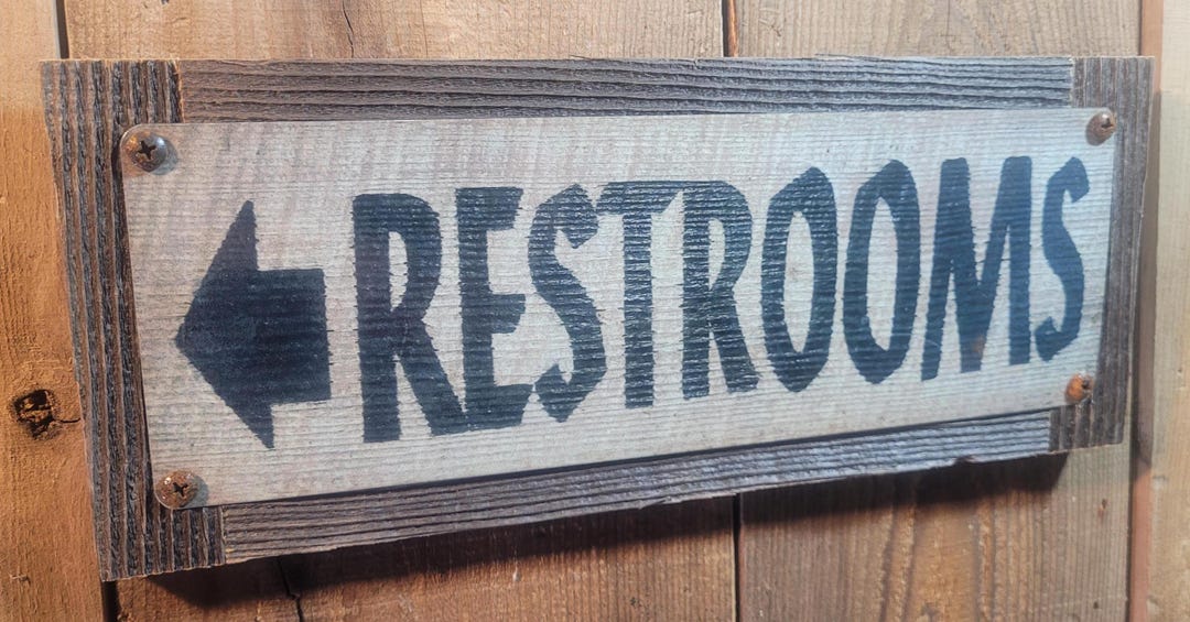 Restroom Metal Sign Reclaimed Wood Frame FREE SHIPPING - Etsy