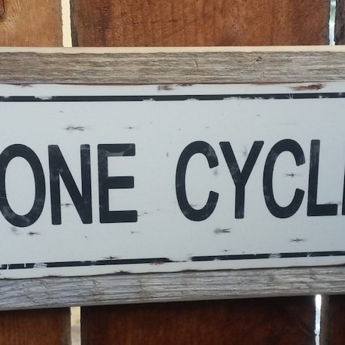 Gone Cycling Metal Street Sign Reclaimed Wood Frame FREE - Etsy