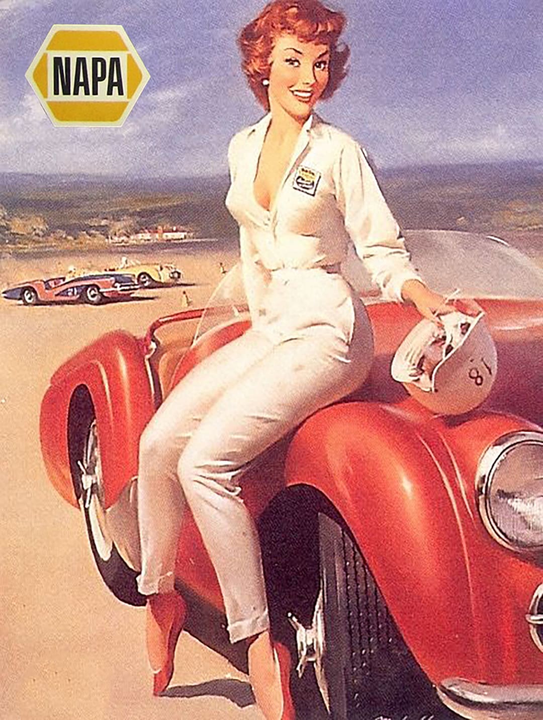 Vintage Napa Pinup Girl Race Car Ad Metal Sign Reproduction Etsy