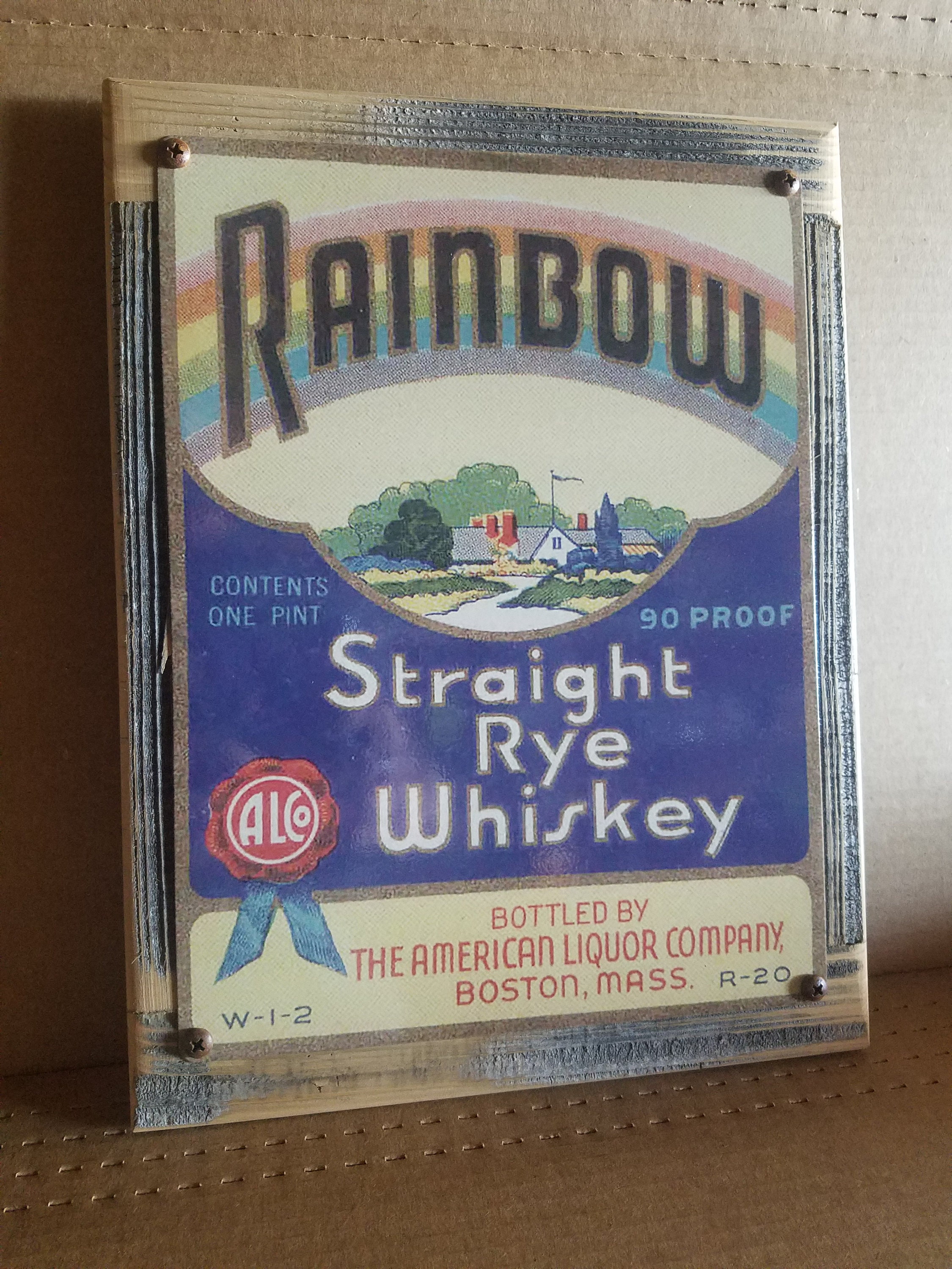Rainbow Straight Rye Whiskey Metal Sign Reclaimed Barn Wood - Etsy