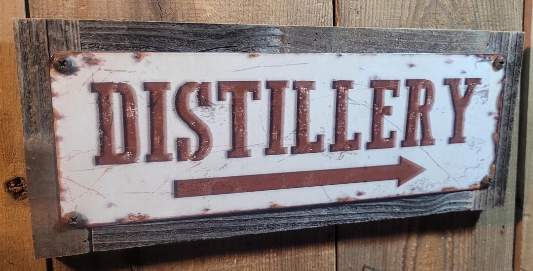 Distillery Metal Sign Reclaimed Wood Frame FREE SHIPPING Rusty Vintage ...