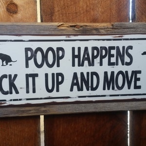 Poop Happens Metal Sign Reclaimed Wood Frame FREE SHIPPING - Etsy