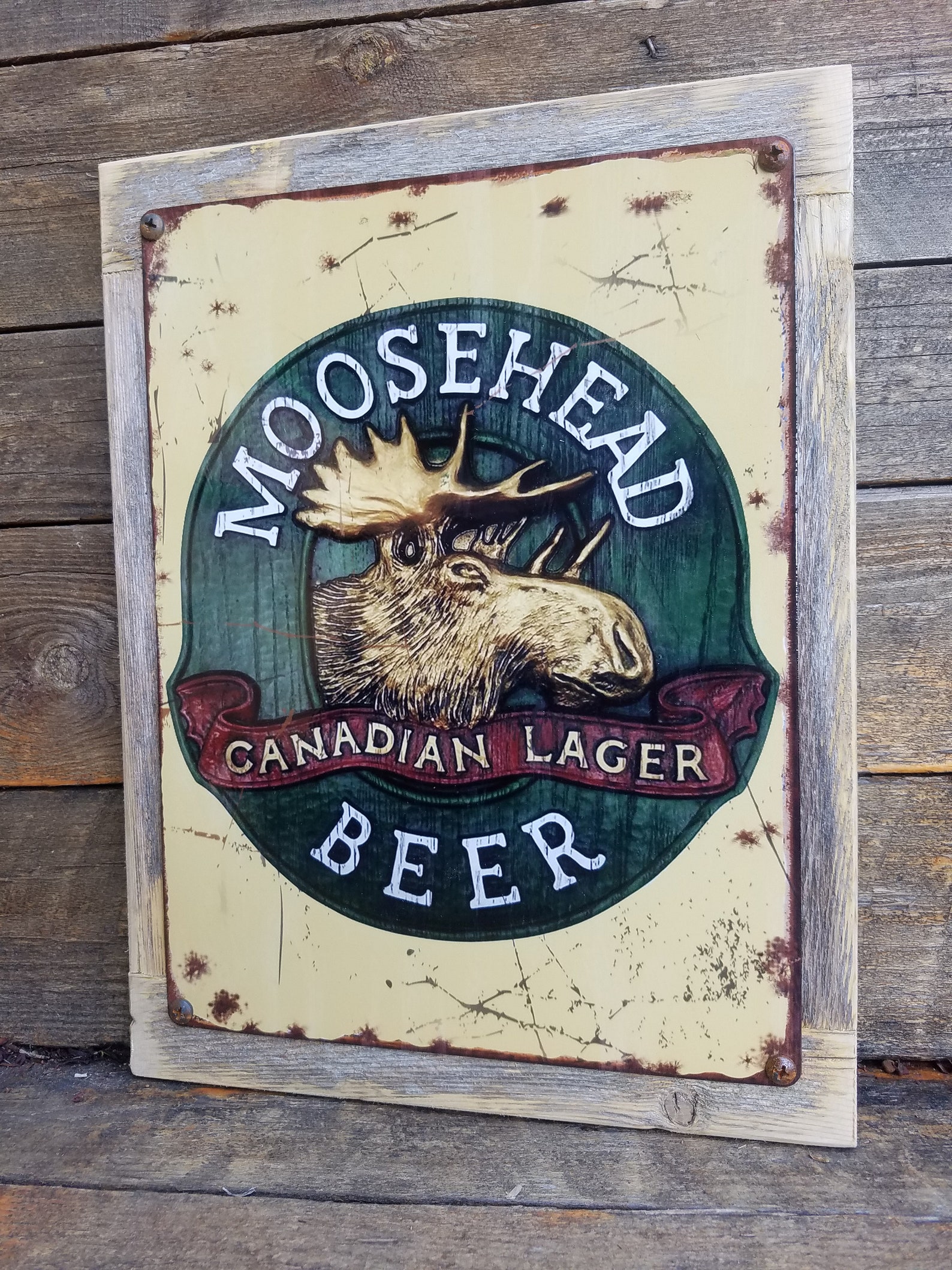 Moosehead Beer Metal Sign Barn Wood Frame Bar Decor Man Babe - Etsy