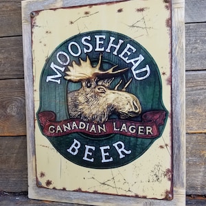 Moosehead Beer Metal Sign Barn Wood Frame Bar Decor Man Babe Cave - Etsy