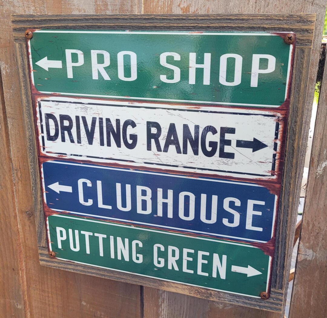 Golf Course Directions Reclaimed Wood Frame Steel Sign FREE SHIPPING - Etsy