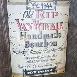 Old Rip Van Winkle Handmade Bourbon Label Reproduction Metal Sign - Etsy