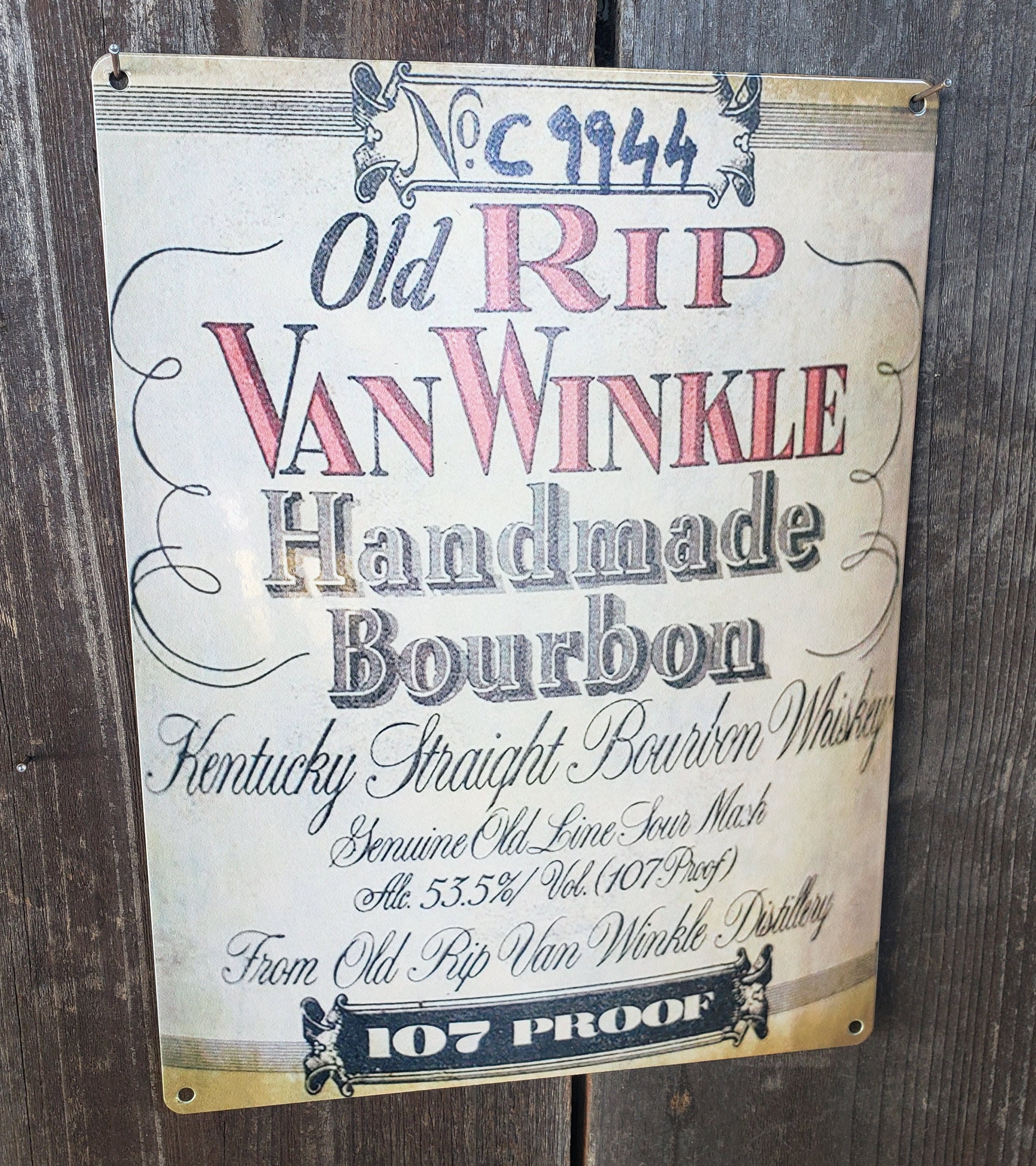 Old Rip Van Winkle Handmade Bourbon Label Reproduction Metal Sign - Etsy