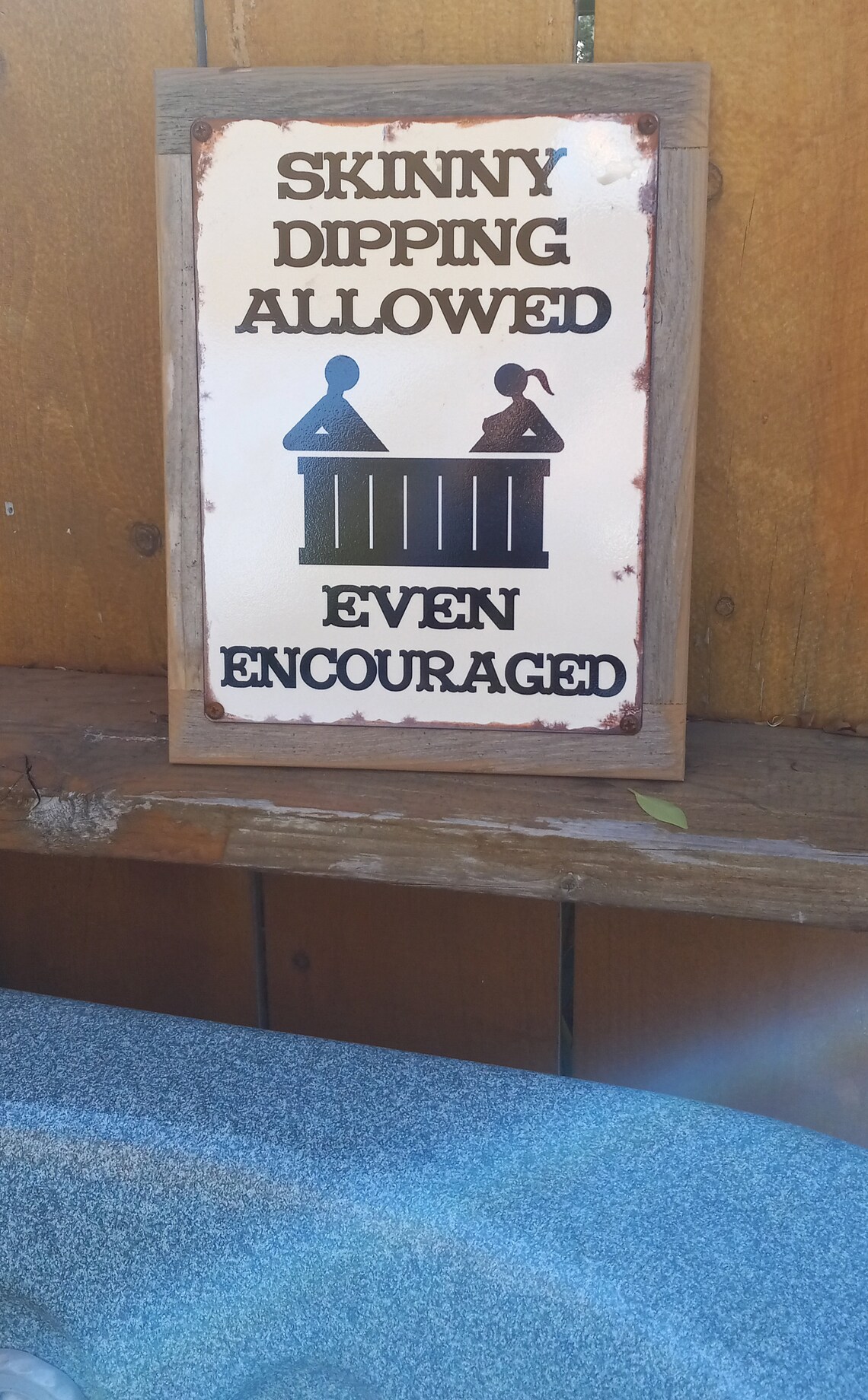 Skinny Dipping Allowed Metal Sign Reclaimed Wood Frame FREE - Etsy UK