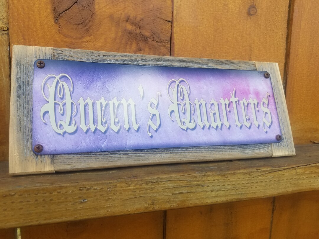 Queens Quarters Metal Sign Recycled Wood Frame Babe Cave FREE SHIPPING ...