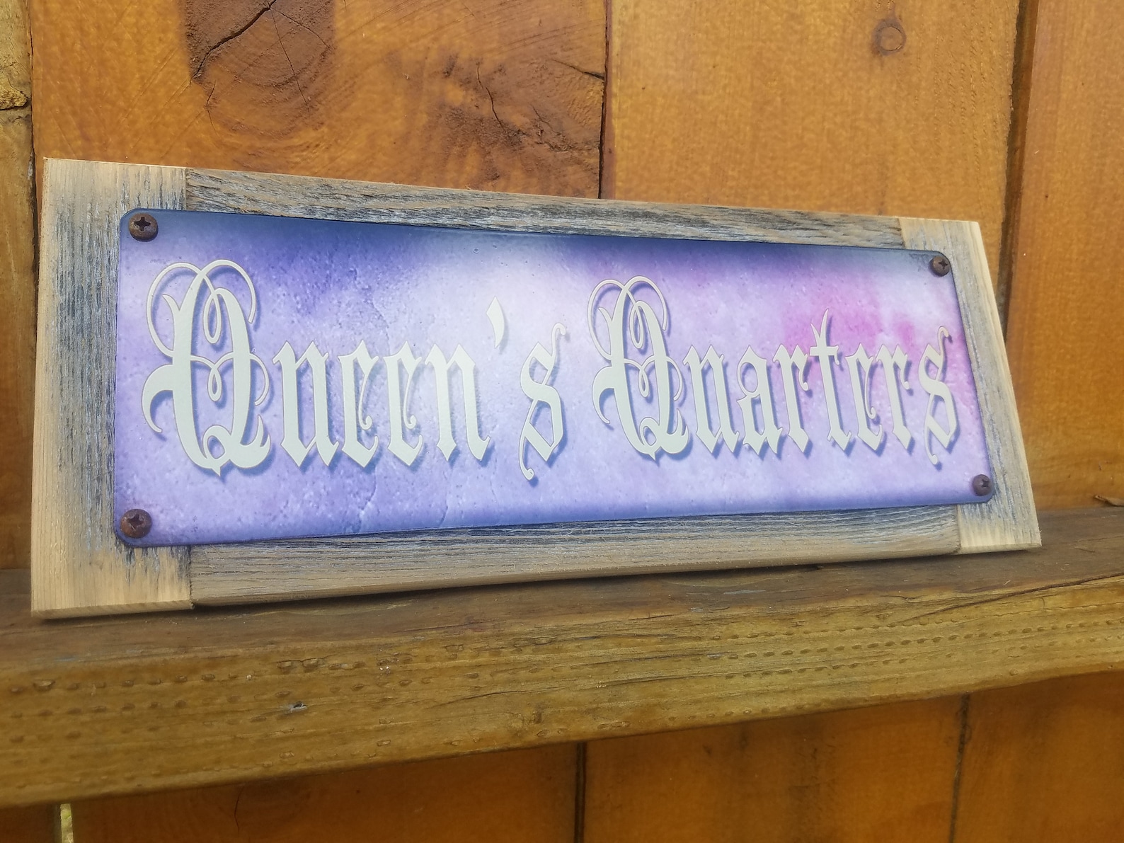 Queens Quarters Metal Sign Recycled Wood Frame Babe Cave FREE SHIPPING ...