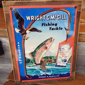 Vintage Eagle Claw Ad Metal Sign Reclaimed Wood Frame-hunting Fishing ...