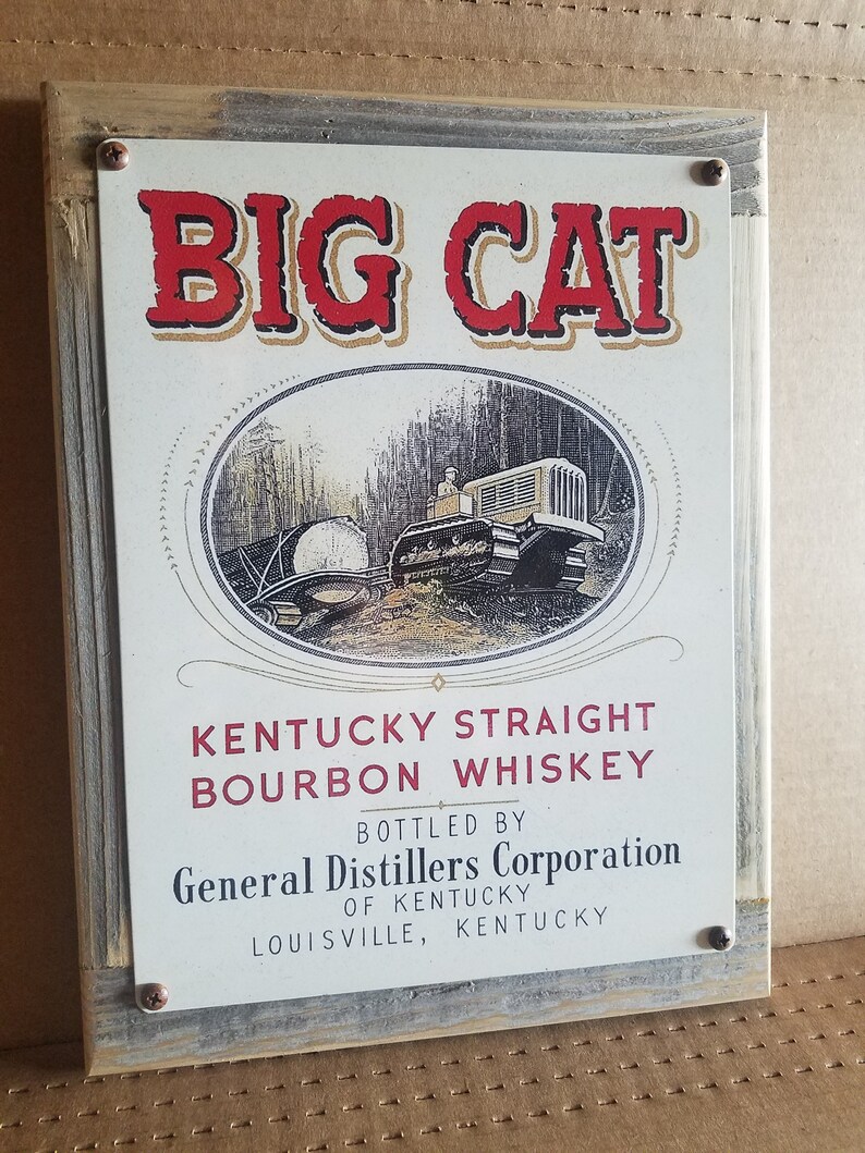 Big Cat Kentucky Straight Bourbon Whiskey Label-recycled Wood - Etsy