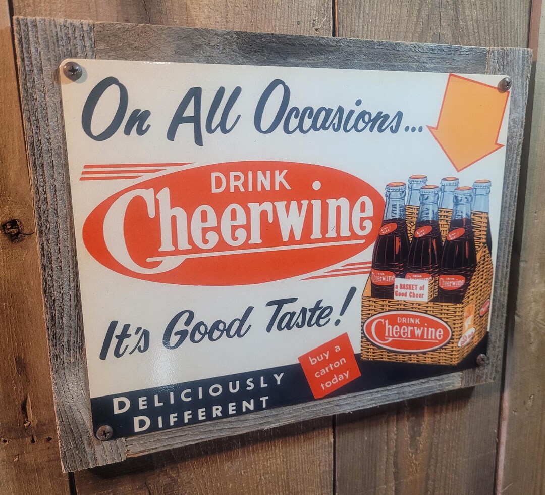 Vintage Cheerwine Soda Ad Metal Sign Wood Frame FREE SHIPPING - Etsy