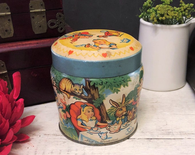 Smalll Vintage Alice in Wonderland Thornes Toffee Tin, C 1940s, Mad ...
