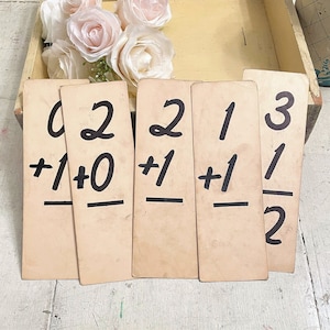 Shabby Vintage Flash Cards Farmhouse Décor 5 Low Number Addition Cards ...