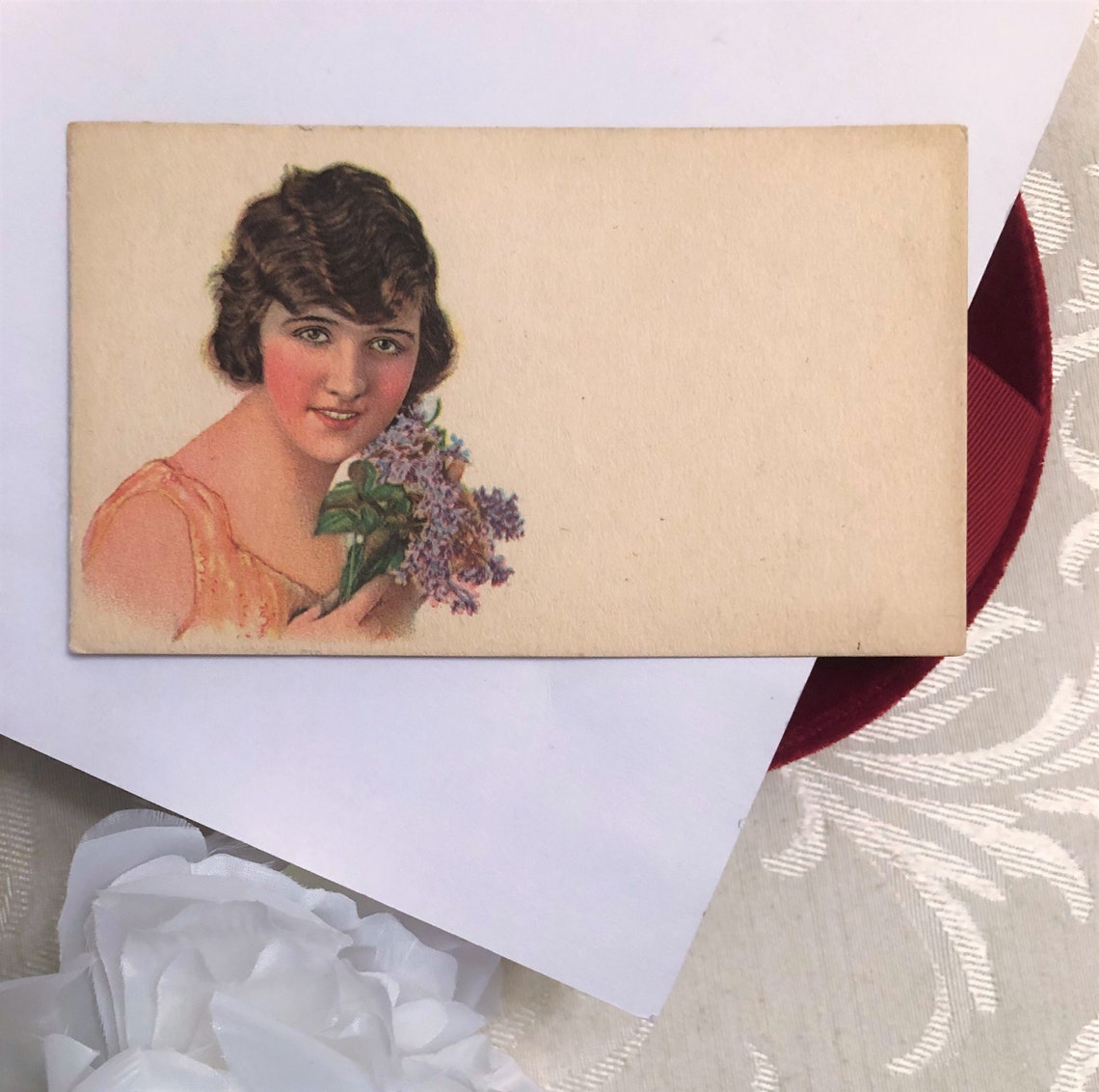 Antique Flapper Girl Postcard C 1920s Pretty Lady W Purple - Etsy