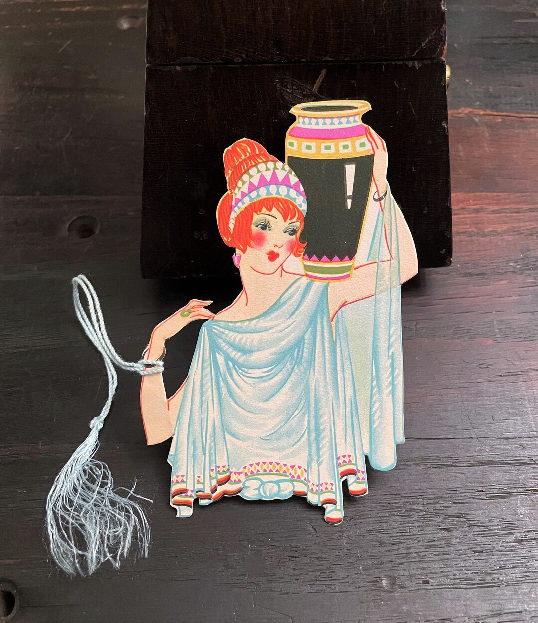 Antique Art Deco Bridge Tally Card C 1920s, Pretty Flapper as Grecian ...