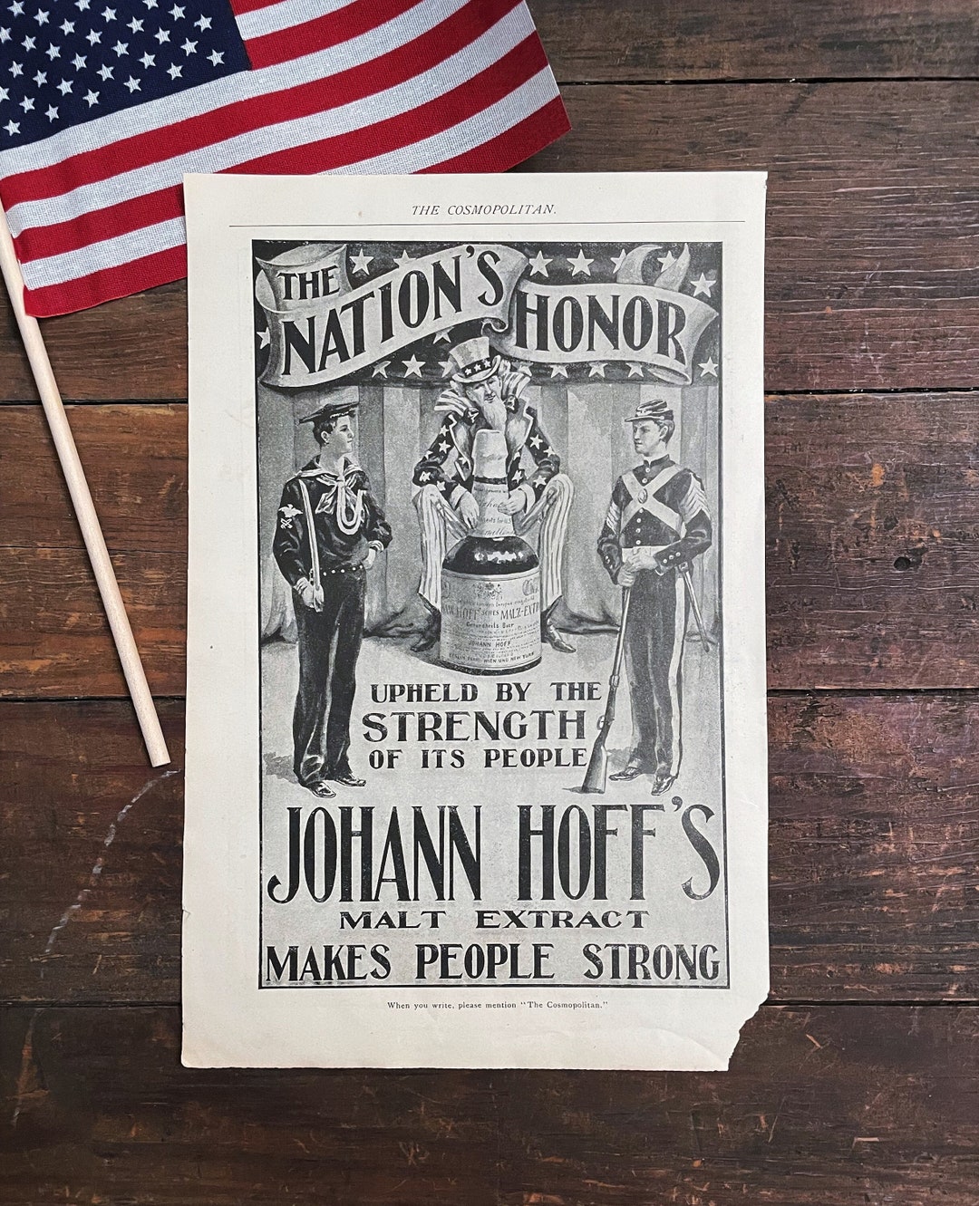 Rare Antique Uncle Sam Magazine Ad Late 1800s Medicinal Advertisement US Military Soldiers ...