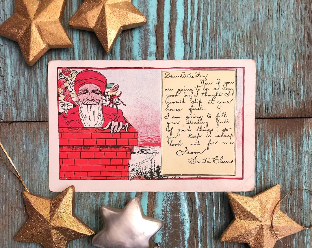 Creepy Jester & Cartoon Santa Claus Strange Antique Christmas - Etsy