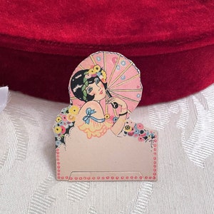 Beautiful Tiny Flapper Girl Antique Die Cut Place Card C 1920s Pretty ...