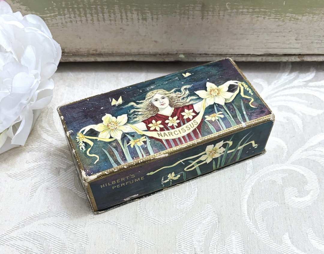 Beautiful Antique Cardboard Box Art Nouveau Little Girl Narcissus ...