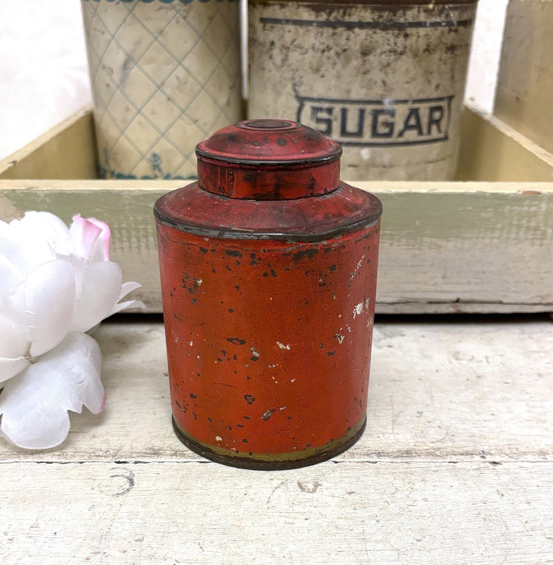 Small Rustic Antique Orange Tin Late 1800s or Early 1900s Farmhouse ...