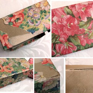 Two Lovely Small Vintage Floral Cardboard Boxes Tiny Pink Green Flower ...