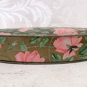 Beautiful Vintage Candy Box Gold Oval W Pink Flowers Roses Antique ...