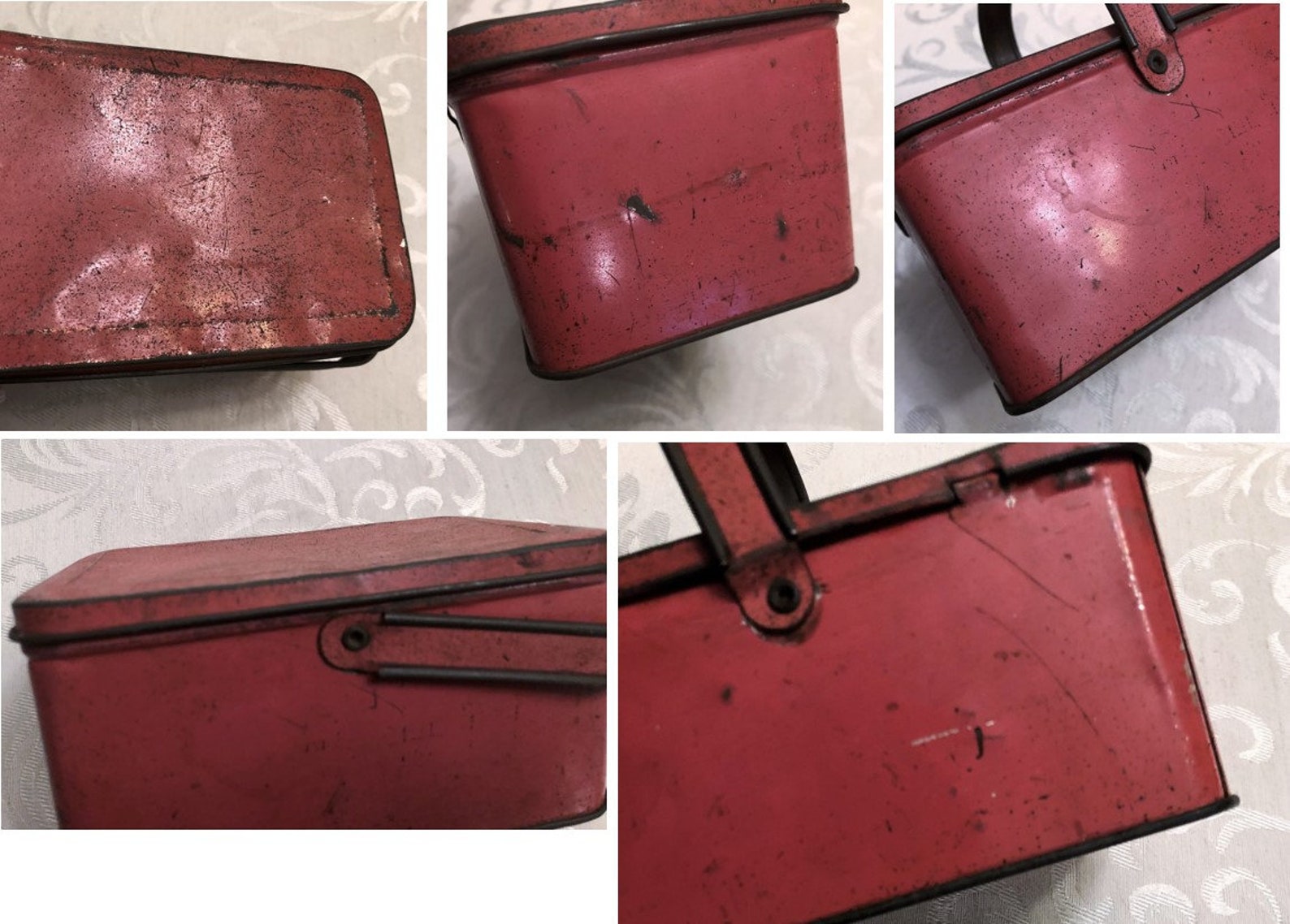 Antique Pink Tindeco Tin Lunchbox Style c 1920s Vintage Tin | Etsy