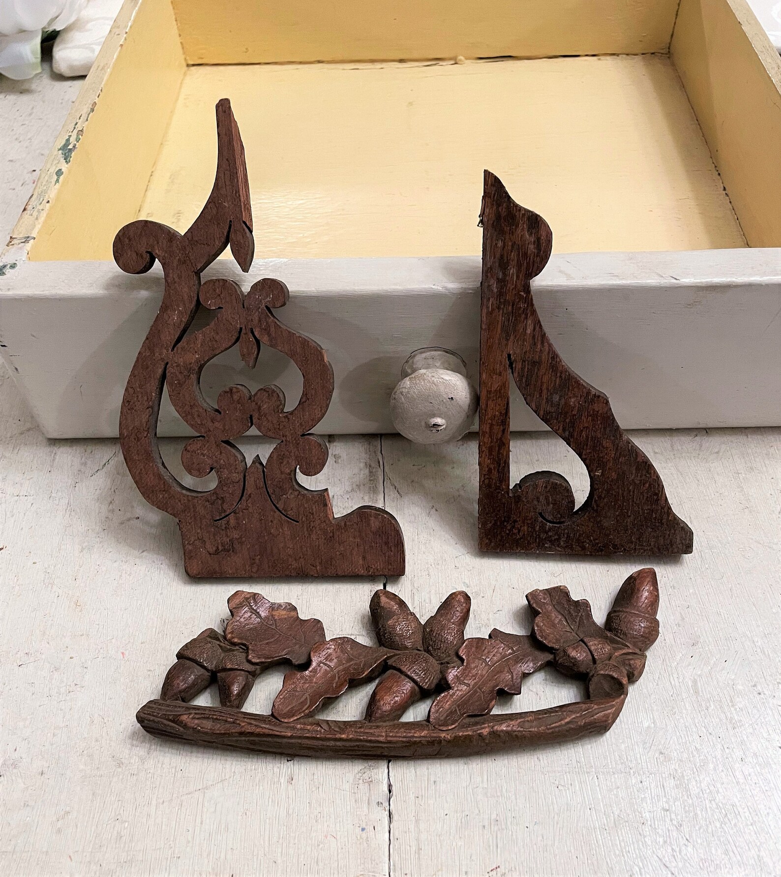 3 Small Antique Partial Wood Scroll Pieces Leaf Acorn Ornate - Etsy
