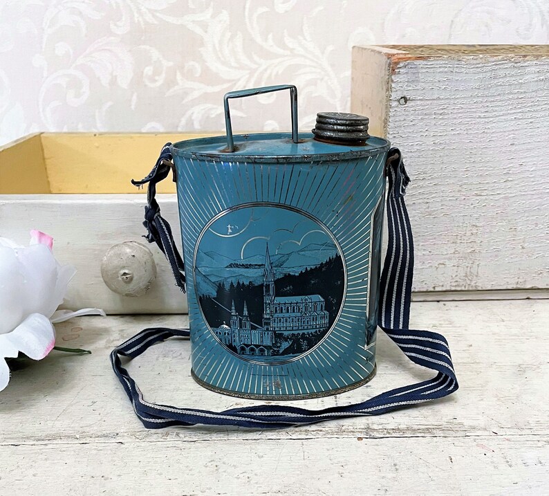 Rare Small Vintage Lourdes Holy Water Tin Flask Antique - Etsy