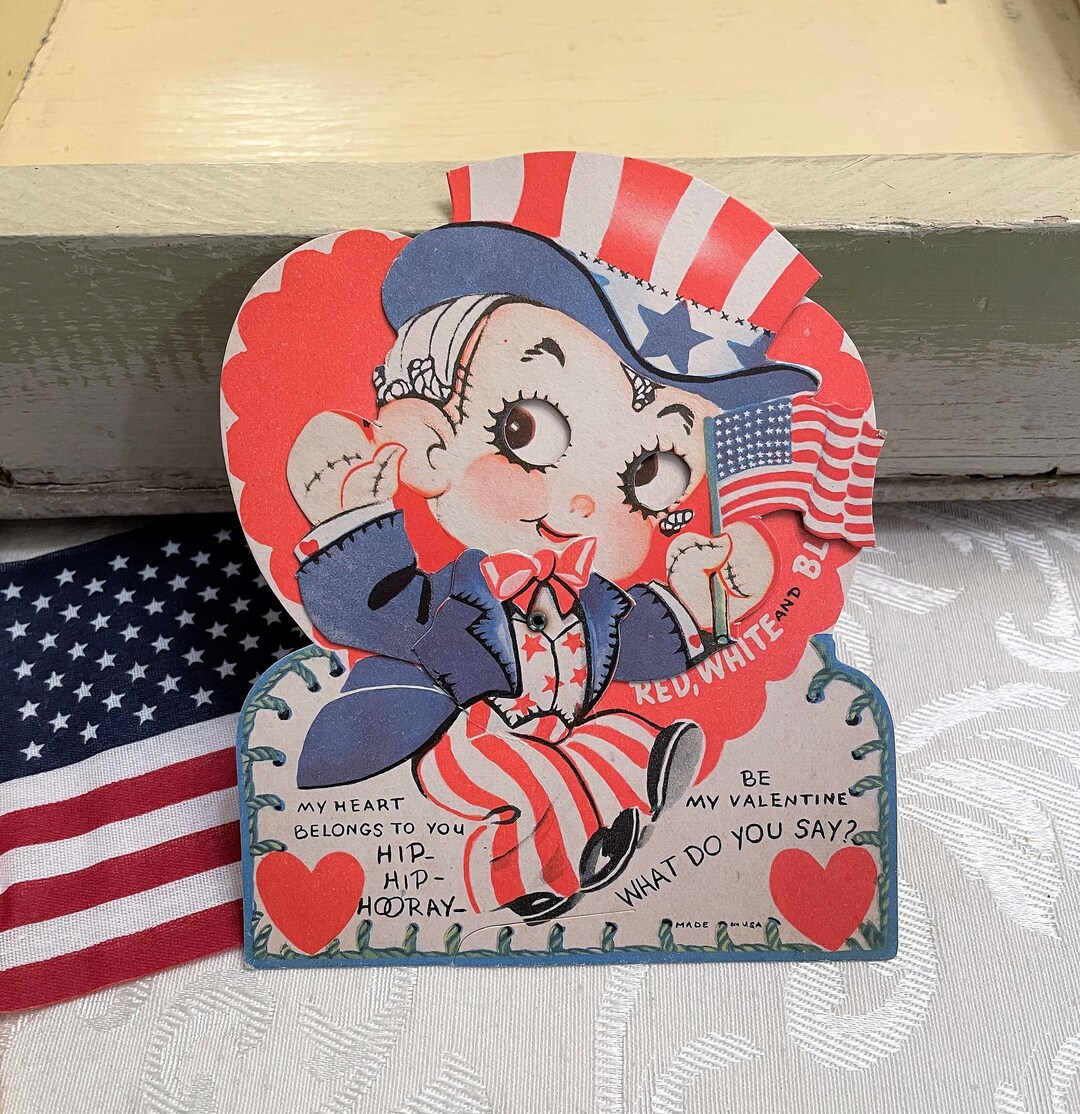 Vintage Uncle Sam Die Cut Valentines Day Card C 1940s - Etsy
