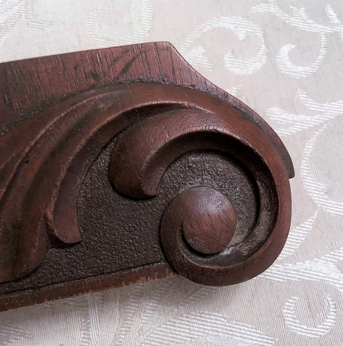 Antique Wood Scroll Piece Thick & Sturdy Partial Wooden Carved Piece ...