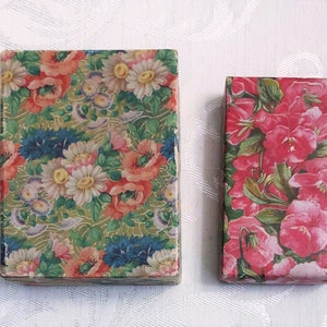 Two Lovely Small Vintage Floral Cardboard Boxes Tiny Pink Green Flower ...