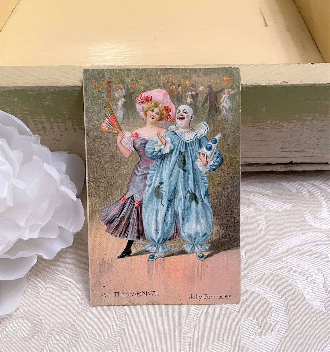 Beautiful Carnival Theme Antique Postcard Pretty Lady Edwardian Era ...