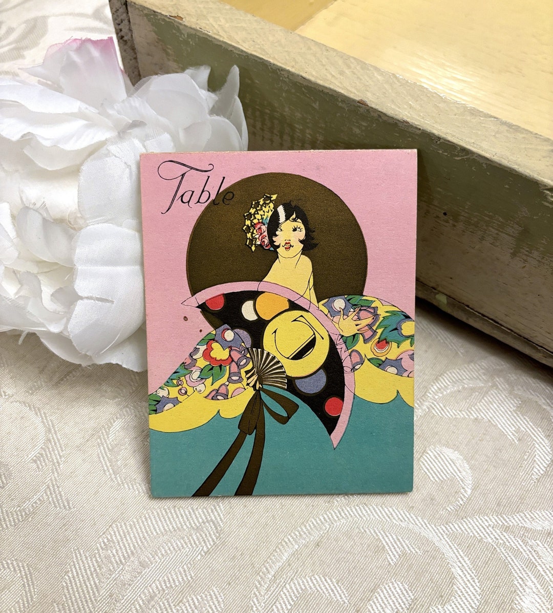 Beautiful C 1920s Bridge Tally Score Pad Art Deco Flapper in Flower ...