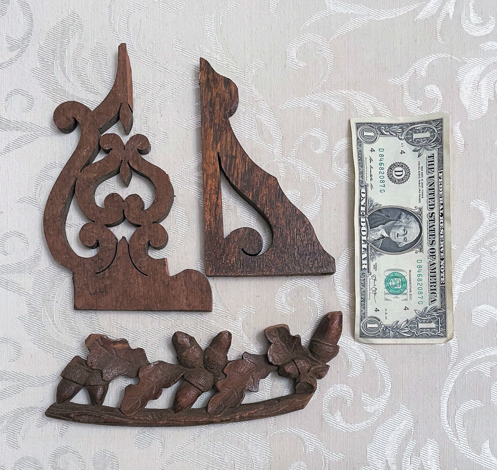 3 Small Antique Partial Wood Scroll Pieces Leaf Acorn Ornate - Etsy