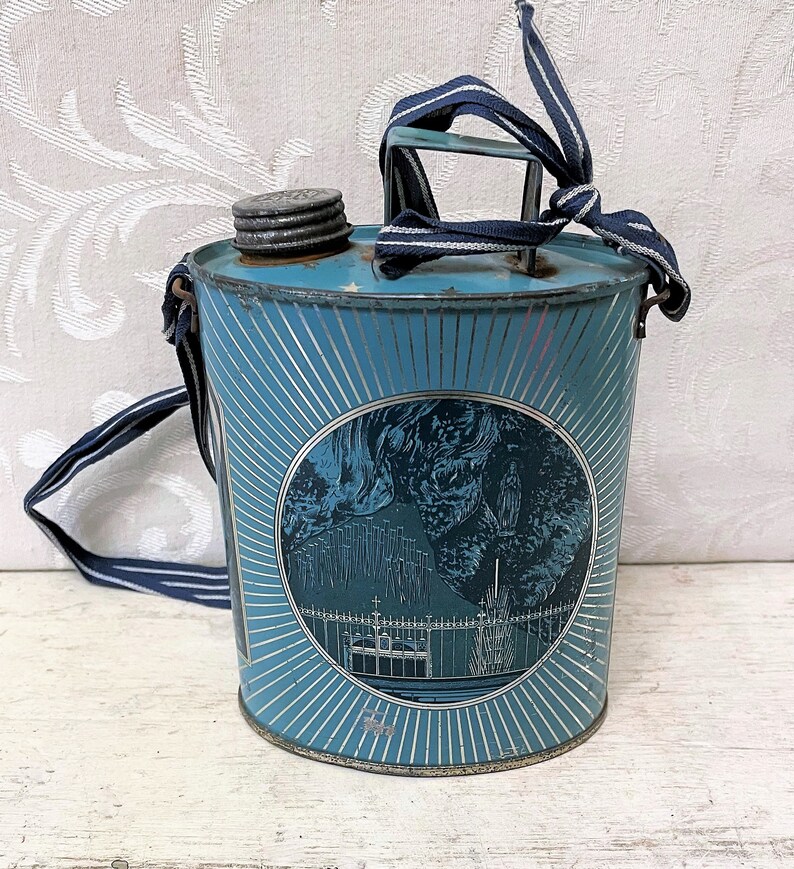 Rare Small Vintage Lourdes Holy Water Tin Flask Antique | Etsy