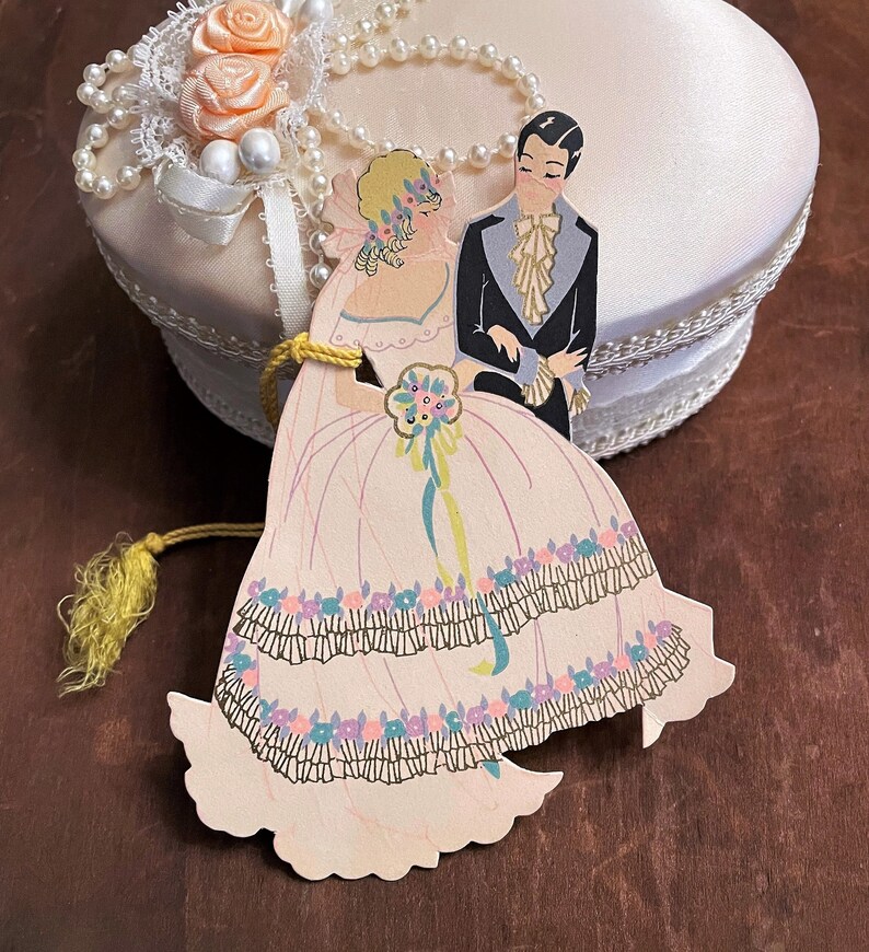 Bride & Groom C 1920s Antique Bridge Tally Card White Wedding - Etsy