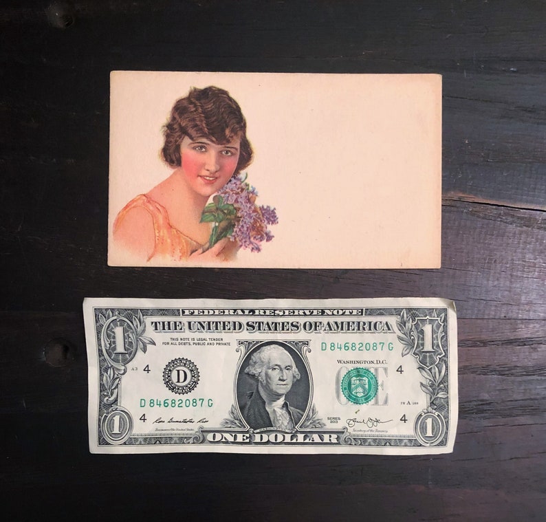 Antique Flapper Girl Postcard C 1920s Pretty Lady W Purple - Etsy