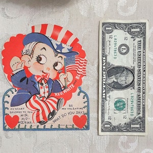 Vintage Uncle Sam Die Cut Valentines Day Card, C 1940s Patriotic ...