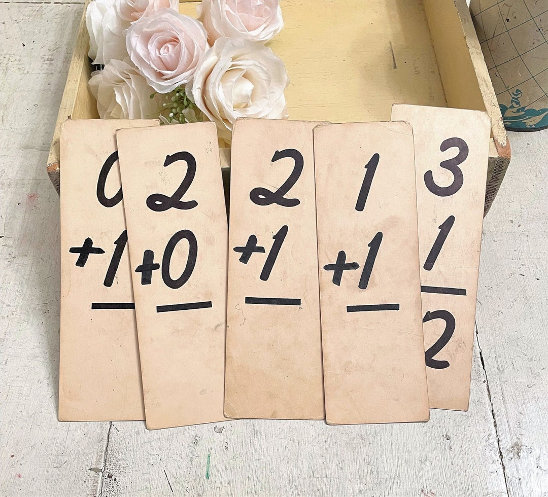 Shabby Vintage Flash Cards Farmhouse Décor 5 Low Number Addition Cards ...