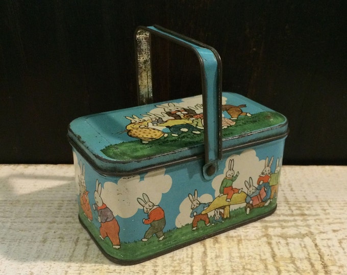 1920s Vintage Easter Decoration, Antique Tin Box, Tindeco, Peter Rabbit ...