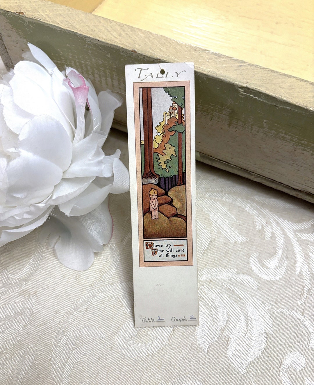 Unusual Art Deco Bridge Tally Card C 1920s Little Kewpie Doll Child in ...