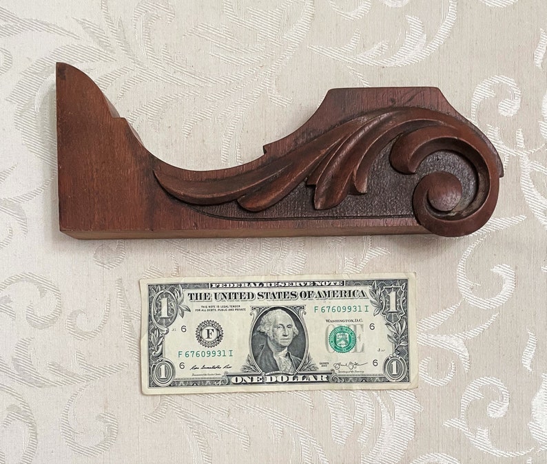Antique Wood Scroll Piece Thick & Sturdy Partial Wooden Carved Piece ...