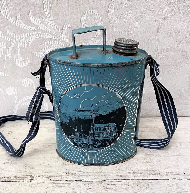 Rare Small Vintage Lourdes Holy Water Tin Flask Antique - Etsy