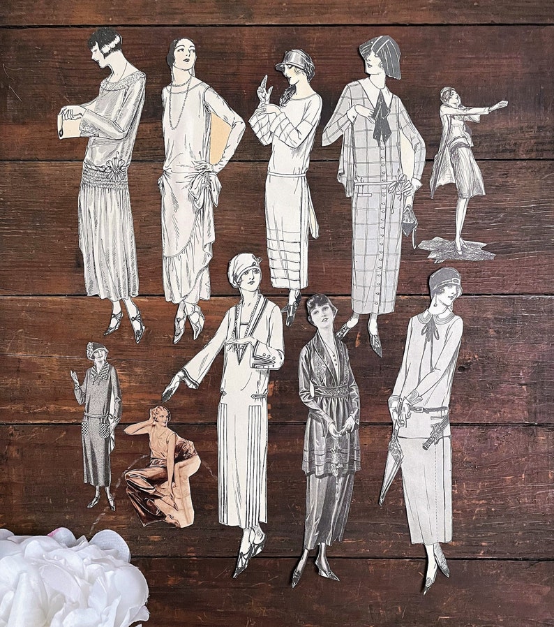 10 Fab Vintage 1920s Flappers Magazine Cut Outs Black & - Etsy