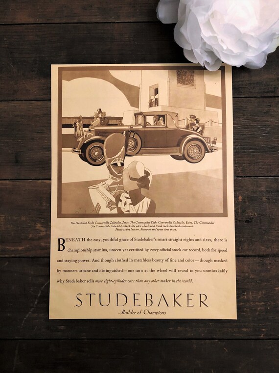 Fab Art Deco 1920s Studebaker Automobile Magazine Ad Brown | Etsy