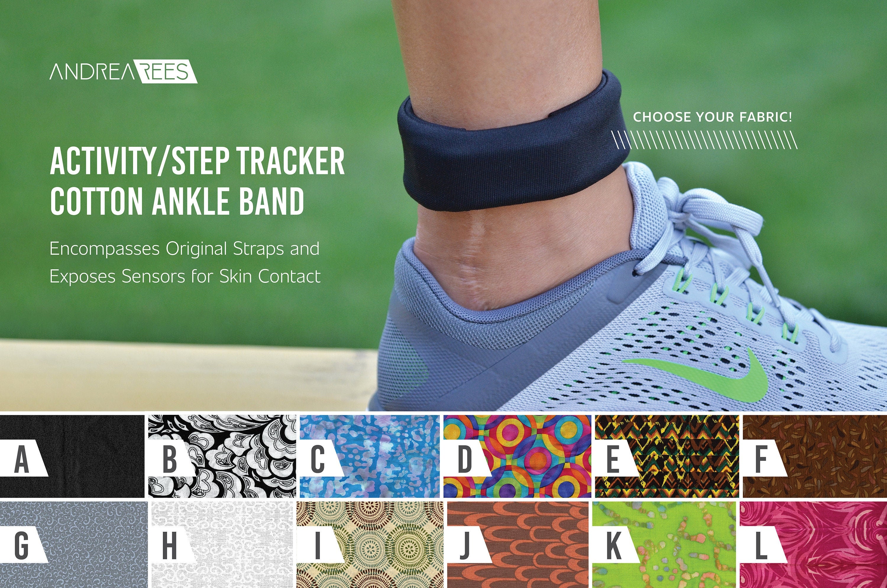 Organic Pattern Print Activity/Step Tracker 100% Cotton Ankle | Etsy